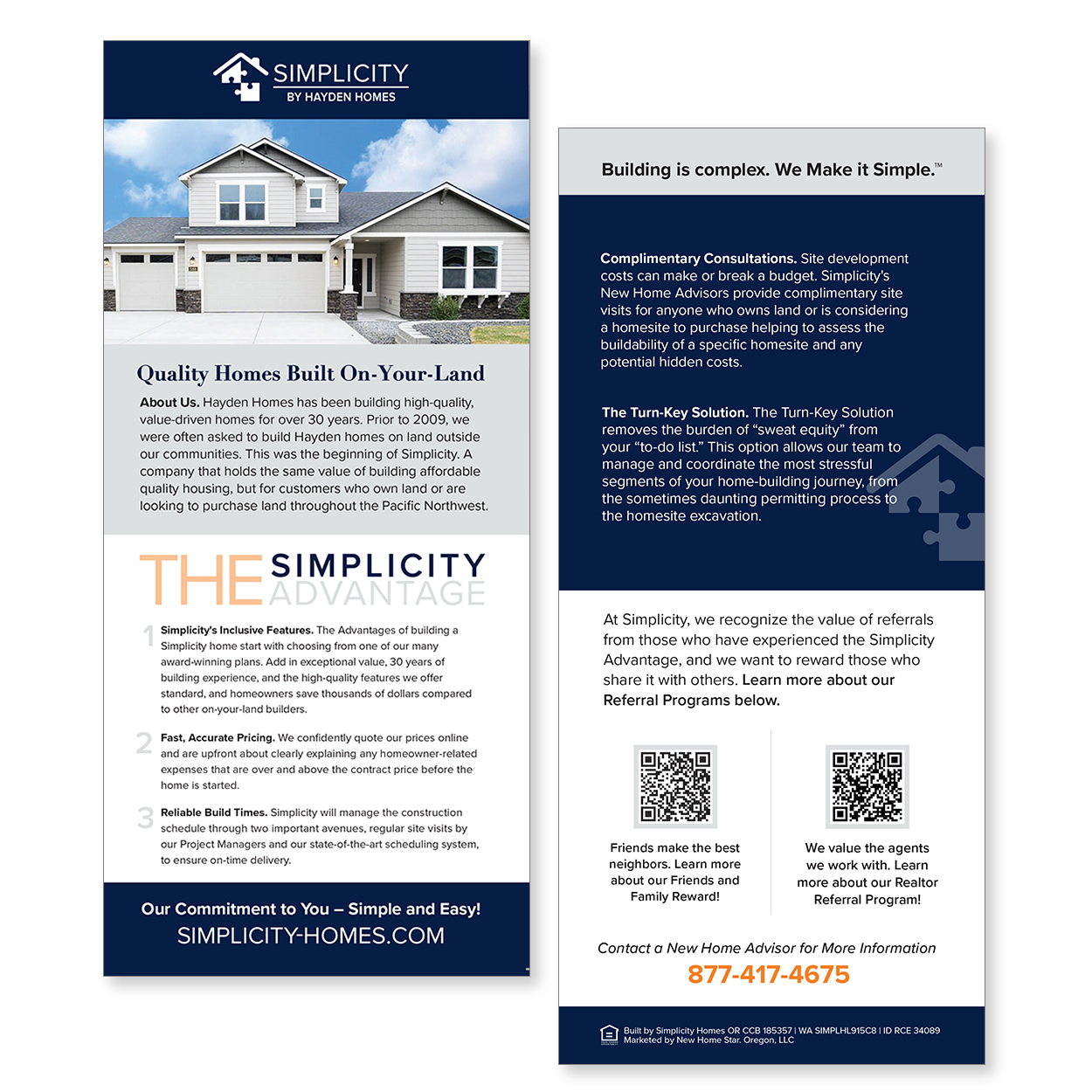 Simplicity 101 Rack Card – Hayden Homes Web2Print